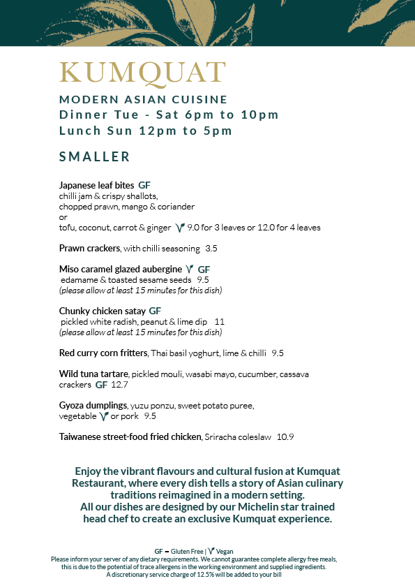 Menu - Kumquat Restaurant