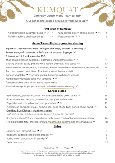 Menu - Kumquat Restaurant